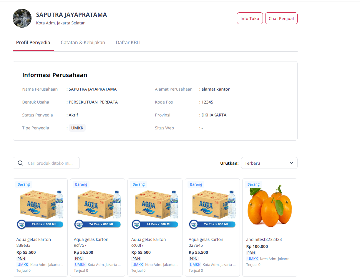 Detil Informasi Penyedia – Pusat Bantuan INAPROC