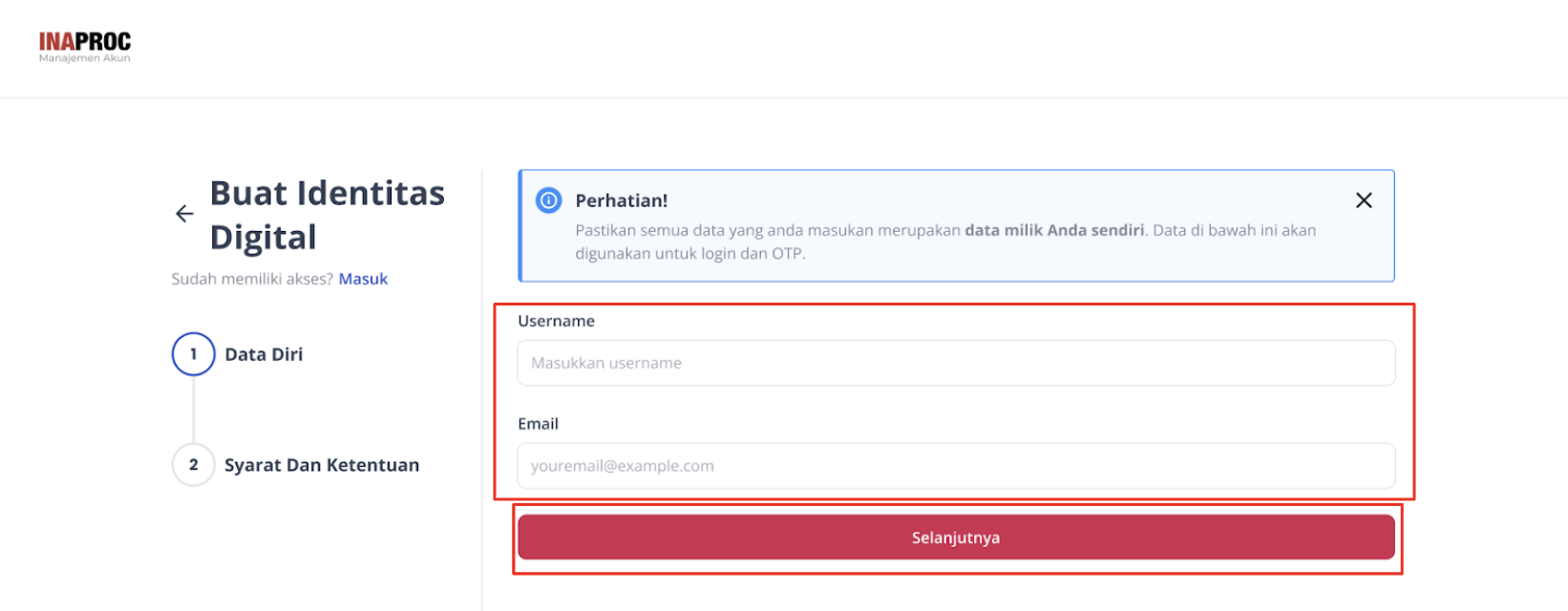 Panduan melakukan Registrasi dan Verifikasi Identitas Digital – Pusat Bantuan INAPROC