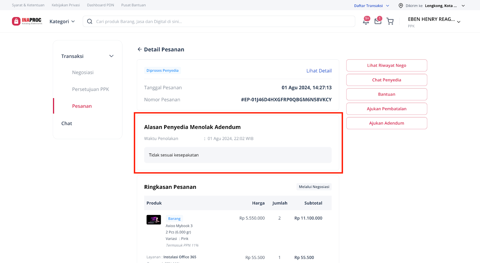 Bagaimana cara melakukan addendum? – Pusat Bantuan INAPROC