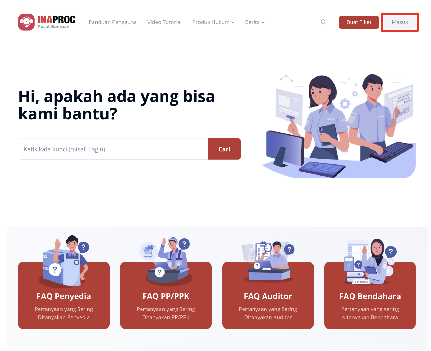 Panduan Login ke Halaman Pusat Bantuan – Pusat Bantuan INAPROC