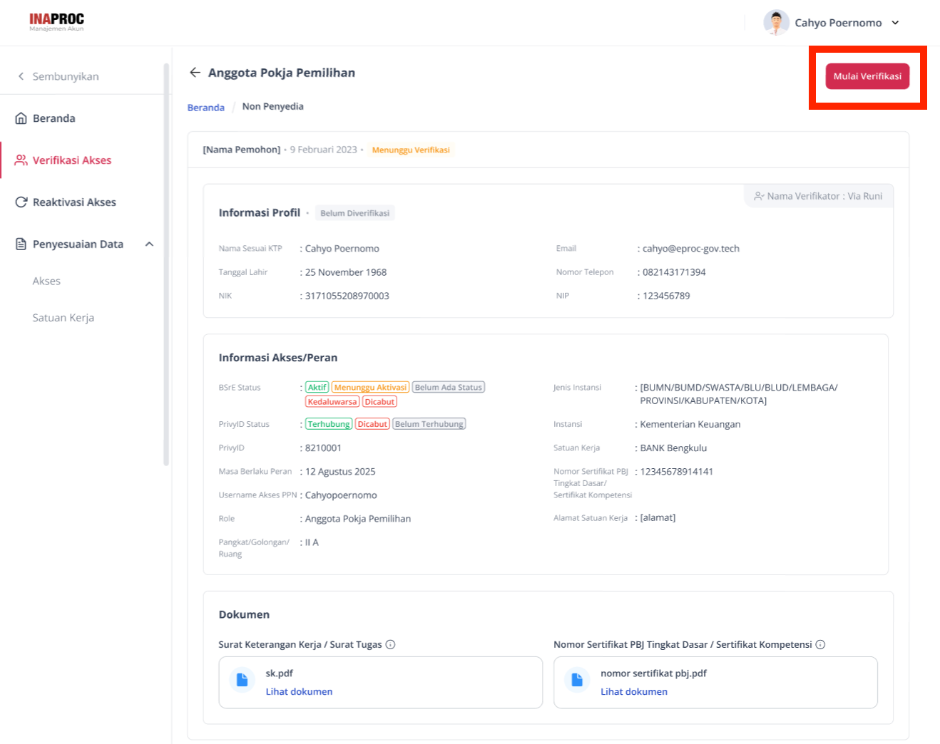 Panduan Melakukan Verifikasi Akses (SiRUP/SPSE/Dashboard Verifikator ...