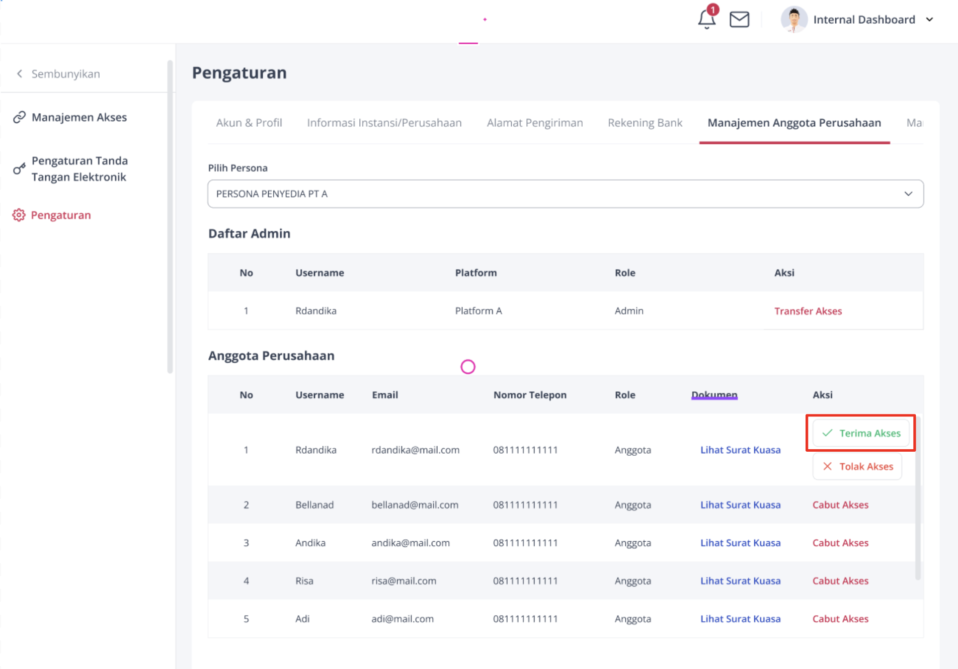 Panduan Pengaturan Manajemen Anggota Perusahaan – Pusat Bantuan INAPROC